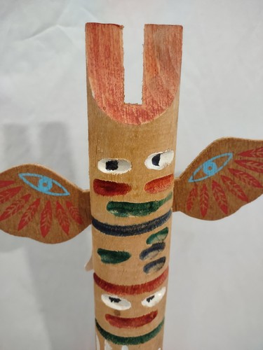 Vintage 1960s Wood Totem Pole Hand Made by The Cherokee Tribe Qualla ...