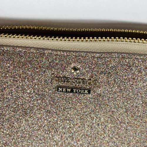 Kate Spade Burgess Court Rainbow Glitter Wallet Gold Zipper Glitter ...