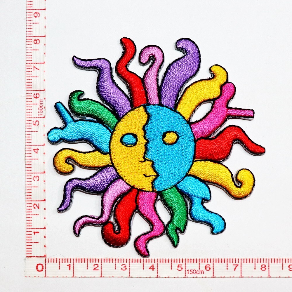 Moon Sun eclipse Patch Abstract Artwork Emblem for DIY Iron on Clothes ...