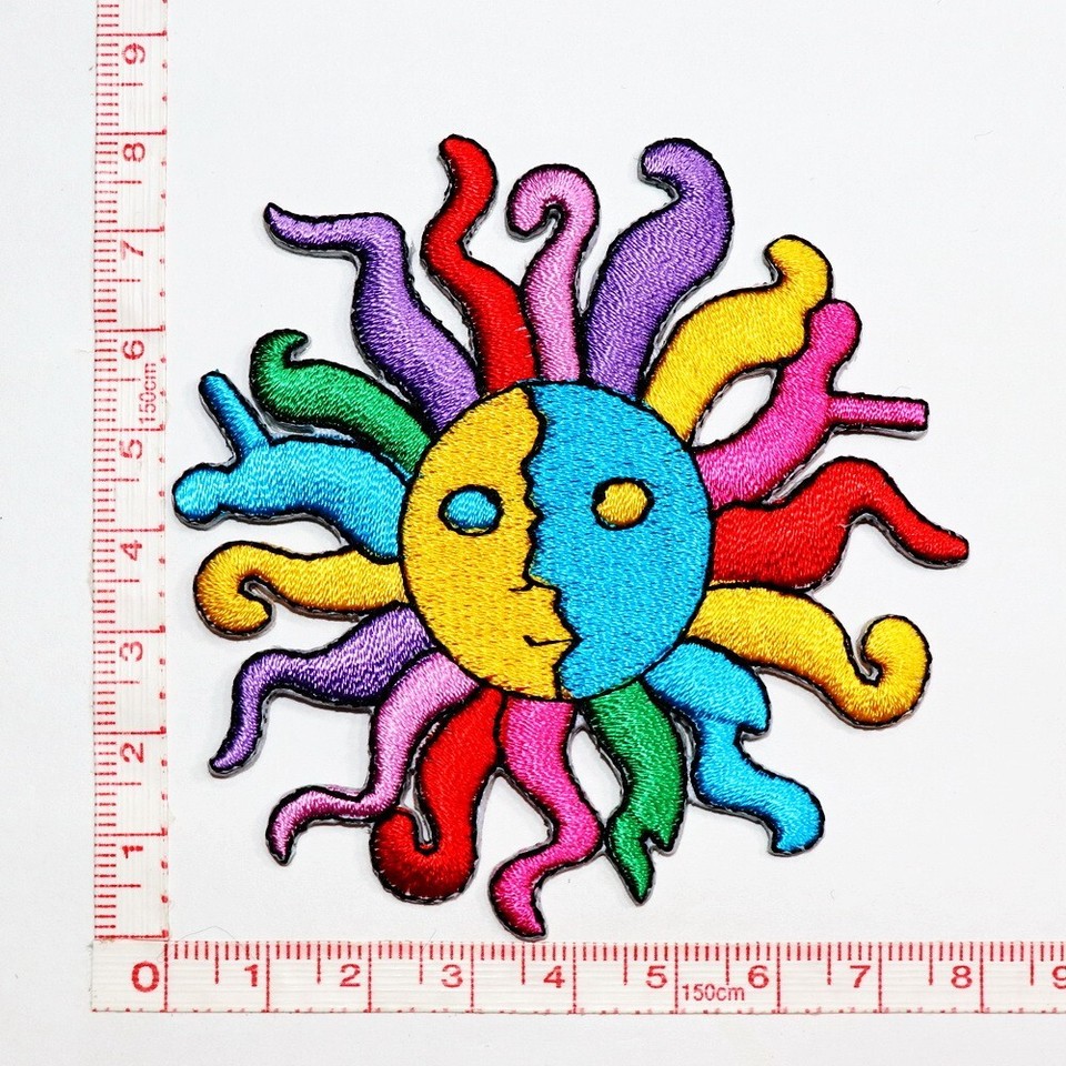 Moon Sun eclipse Patch Abstract Artwork Emblem for DIY Iron on Clothes ...