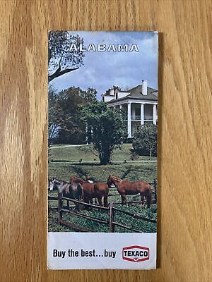 Texaco Map Alabama Huntsville Montgomery Birmingham 1968 Gas Oil ...