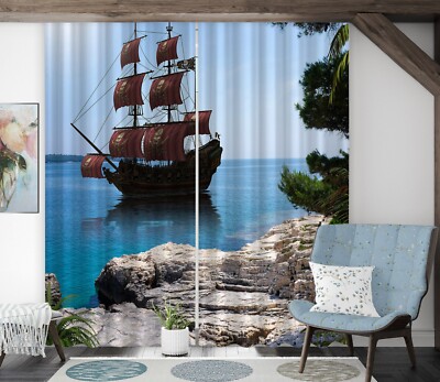 3D Pirate Ship ZHUB5167 Photo Curtain Window Blockout Fabric Vera 2023 ...