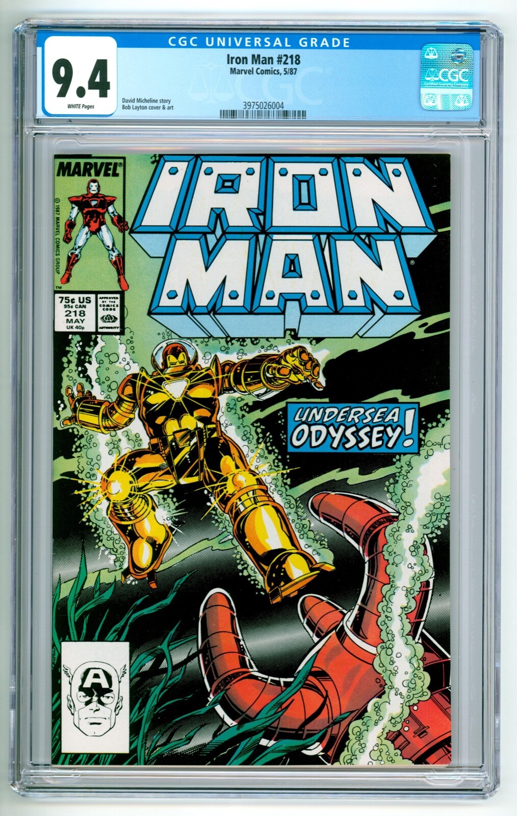 Iron Man #218 Hydro Armor Marvel Comics ©1987 CGC 9.4 | eBay