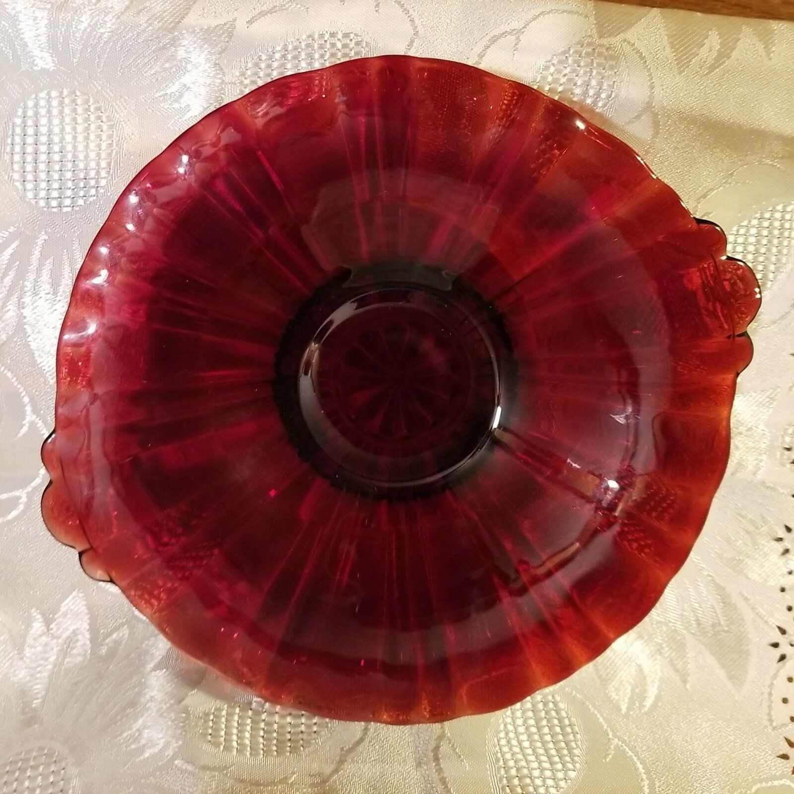 Vintage Ruby Red Candy Dish 9" Wide 1 1/4" Tall | eBay