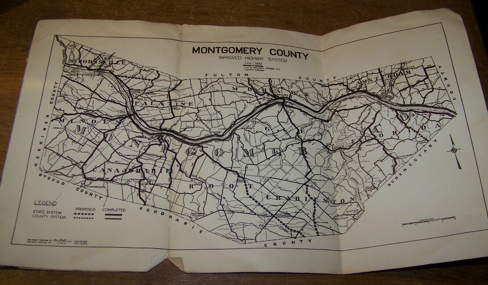 1932 ANTIQUE MONTGOMERY COUNTY NY HIGHWAY SYSTEM ROAD MAP | eBay