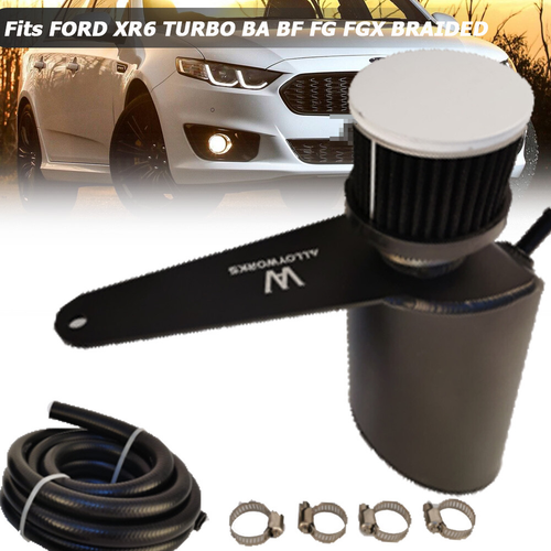 FOR FORD XR6 TURBO BA BF FG FGX BRAIDED CATCH CAN BREATHER TANK FALCON BARRA 4.0 | eBay