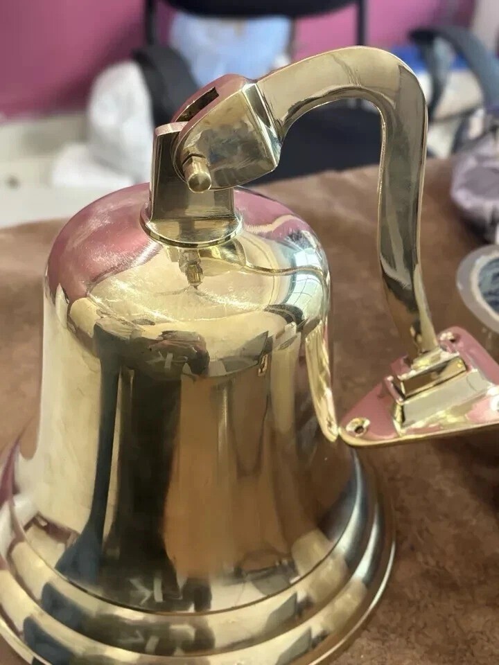 Large Nautical Ship's Boat Bell 11" Solid Brass Marine Maritime Wall ...