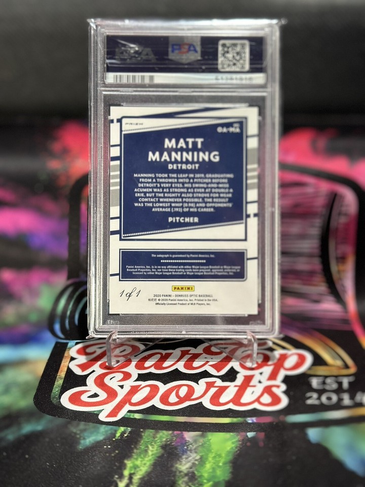 2020 Panini Optic Matt Manning Optic Autographs Gold Vinyl Rookie RC ...