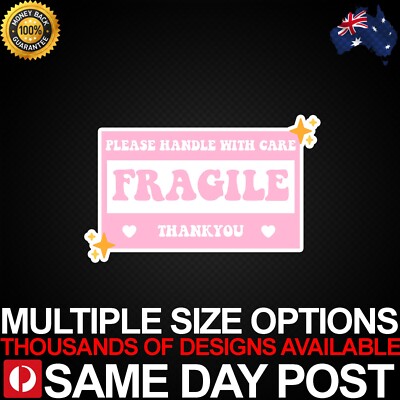 PINK FRAGILE SIGN Vinyl Car Sticker Decal Cheap Funny Cute Kawaii Sweet ...