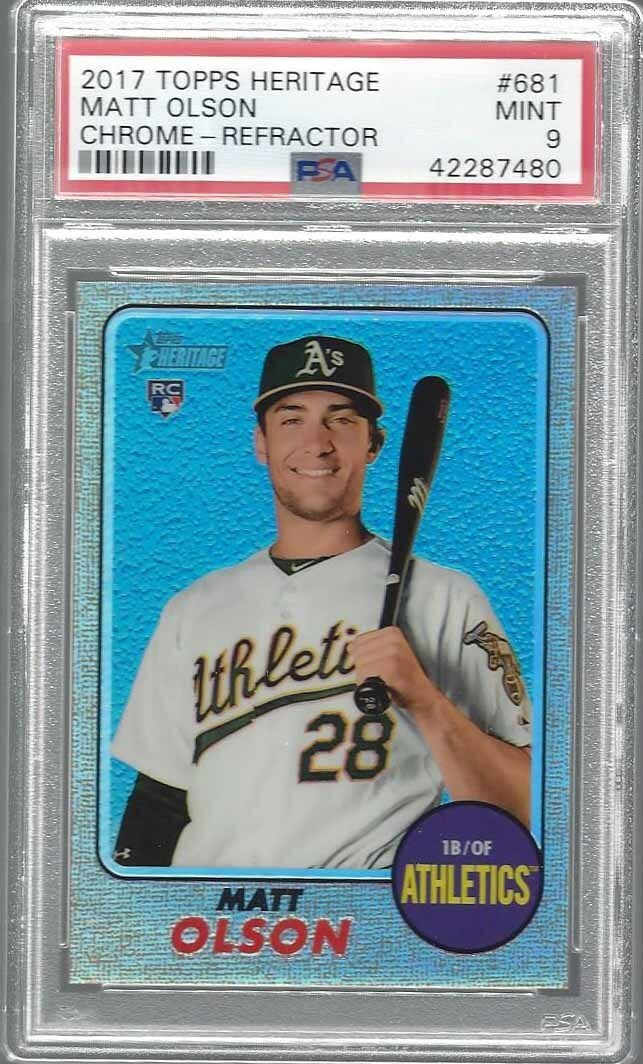 MATT OLSON 2017 TOPPS HERITAGE CHROME ROOKIE REFRACTOR RC #D 293/568 ...