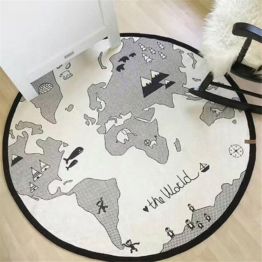 World Map Sleep Round Floor Baby Kid Play Mat Rug Crawl Soft Blanket ...