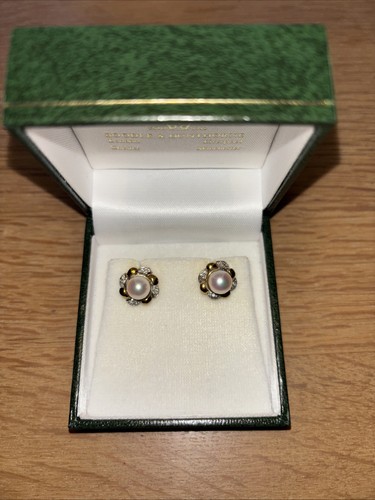 Boodle & Dunthorne Pair Of Cultured Pearl & Diamond Earring, Yellow ...