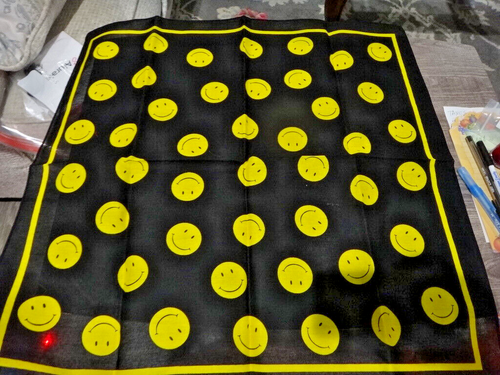 Retro Smiley Faces Yellow Black BANDANA Scarf Head Neck Face Wrap ...