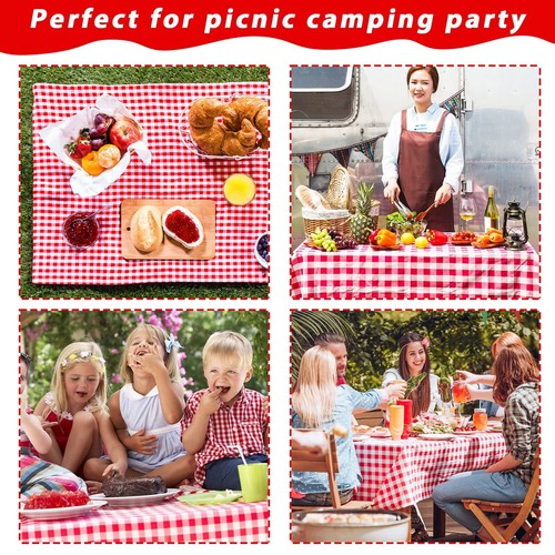 Red and White Checkered Tablecloth Roll 52 in x 100 Ft Red Checkered ...
