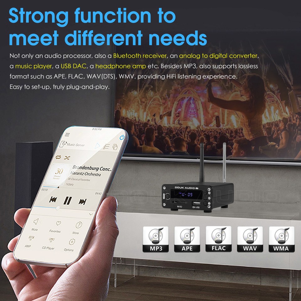 HiFi Bluetooth 5.0 Receiver USB DAC Player Audio Preamp COAX/OPT Out ...