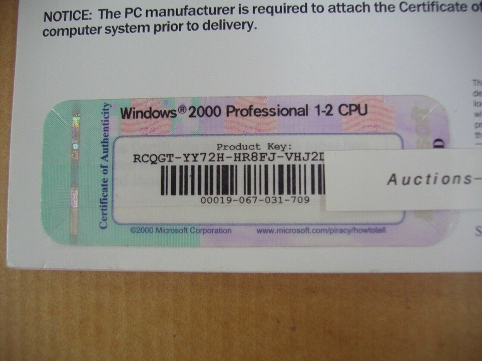 MICROSOFT WINDOWS 2000 PROFESSIONAL FULL OPERATING SYSTEM MS WIN PRO ...