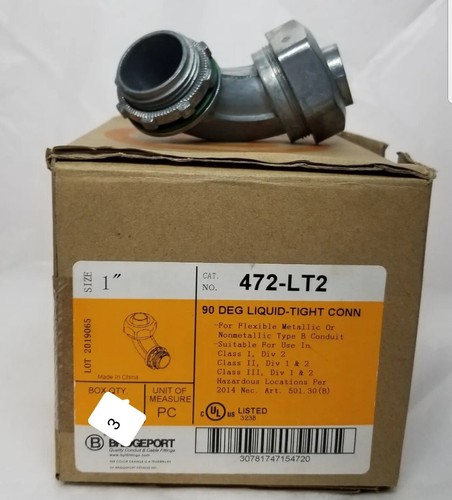 NEW (3) Bridgeport 472-LT2 1" 90 Deg Liquid-Tight Conn | eBay