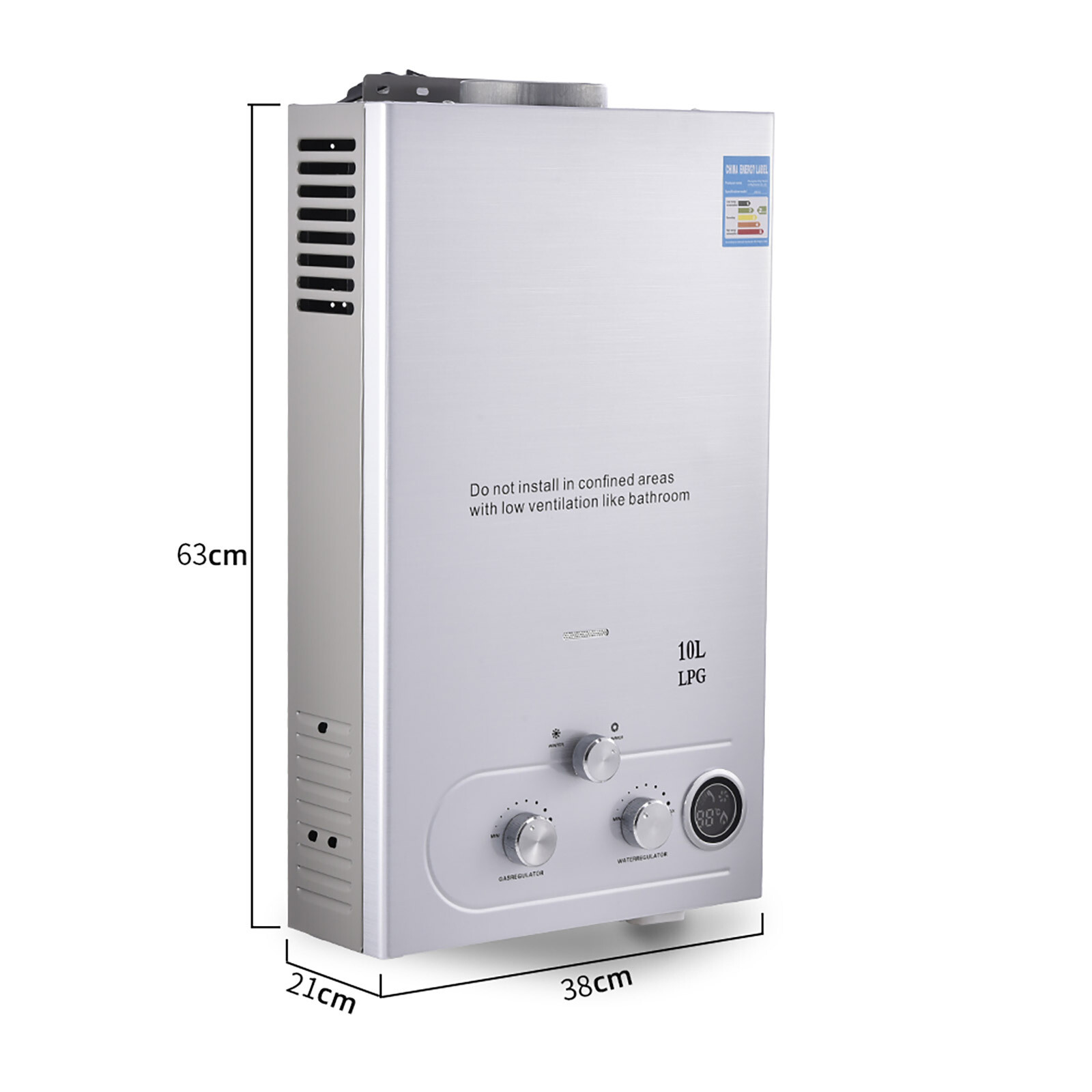 8/10/12/16/18L Instant Gas Hot Water Heater Tankless Gas Boiler LPG ...