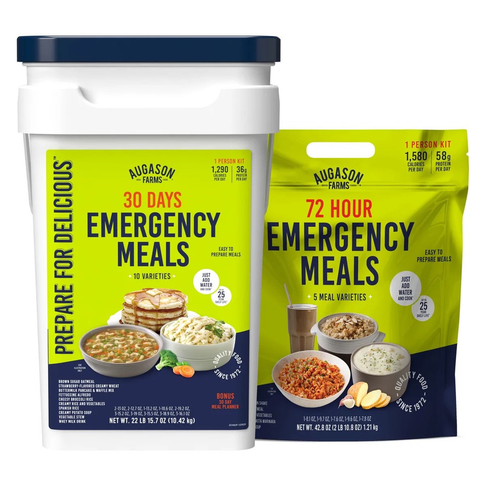 Augason Farms 30-Day Emergency Food Supply Bucket & 72-Hour Kit, MRE ...