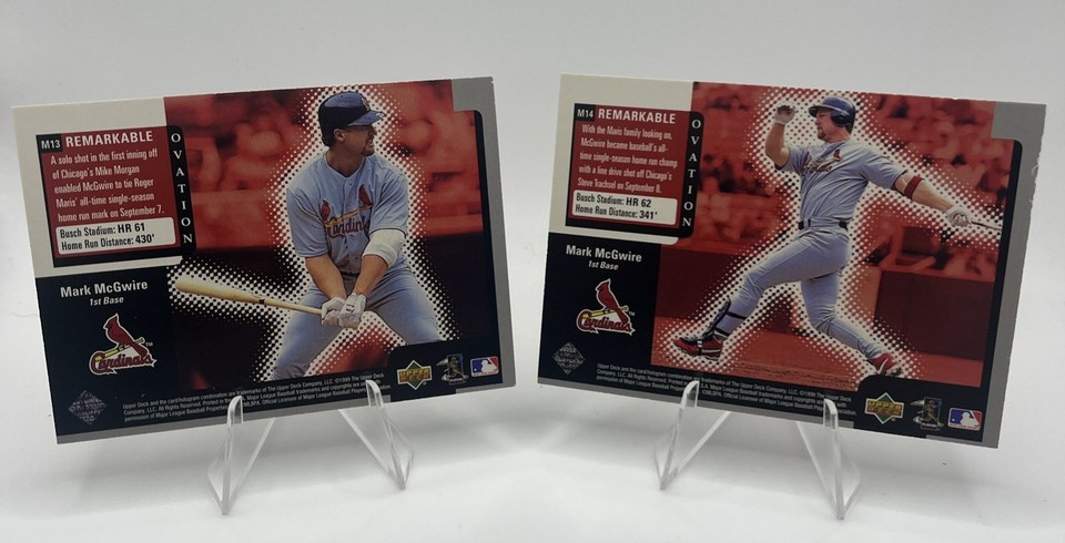 MARK MCGWIRE 1999 Upper Deck OVATION 70 REMARKABLE M13 & M14 Cardinals ...