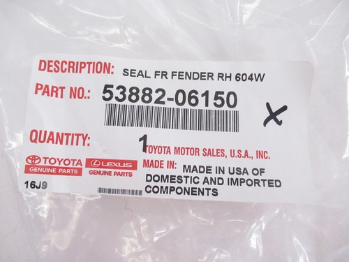 Genuine OEM Toyota 53882-06150 Passenger Front Fender Rear Seal 2015 ...