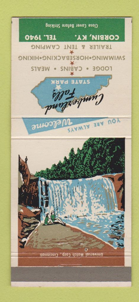 Matchbook Cover - Cumberland Falls State Park Corbin KY 30 Strike | eBay