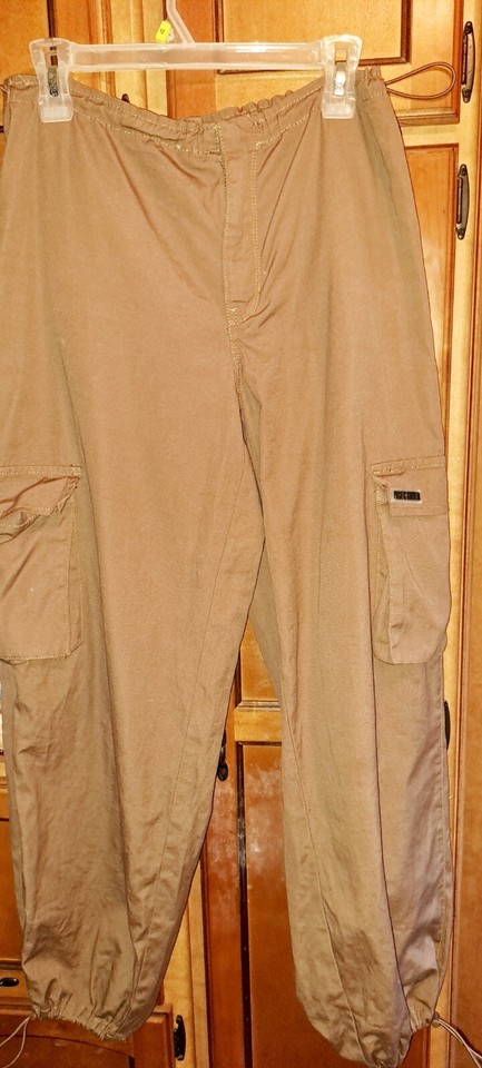 Ladies Pacsun Extreme Cargo Toggle Pants Brown Khaki Parachute Comfy ...