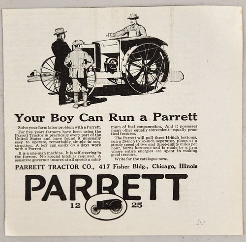 1918 Print Ad Parrett Farm Tractors Minimum Fuel Consumption Chicago ...