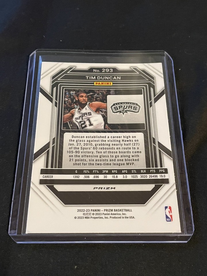 2022-23 Prizm Silver Tim Duncan #293 San Antonio Spurs HOF | eBay