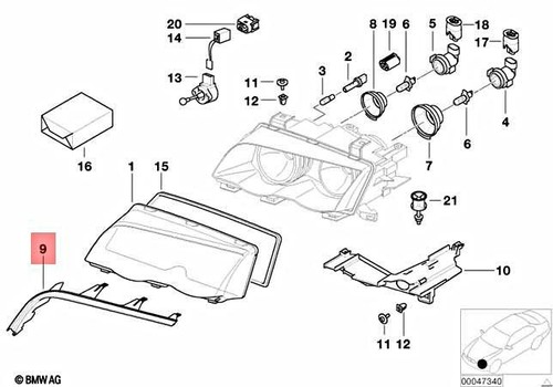 Genuine BMW E46 Cabrio Coupe Headlight Cover Strip Right OEM ...