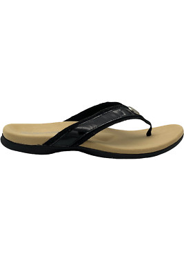 Spenco Orthotic Leather Thong Sandals Sutton Flip Black | eBay