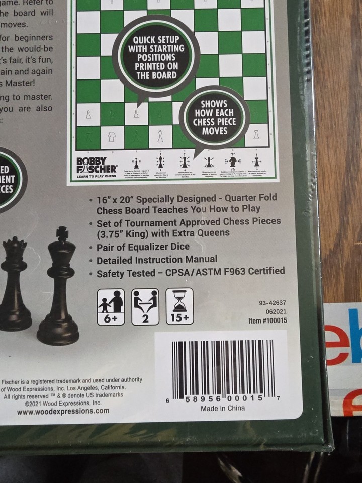 Bobby Fischer Learn to Play Chess Set Board Game, Easy to Understand ...