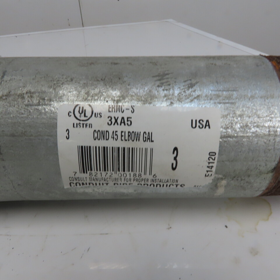 3" 45° Galvanized Ridgid Ridged Steel Conduit Elbow | eBay
