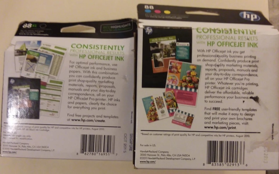HP Office Jet 88XL Black Cyan Magenta Yellow Printer Ink Cartridge Exp ...