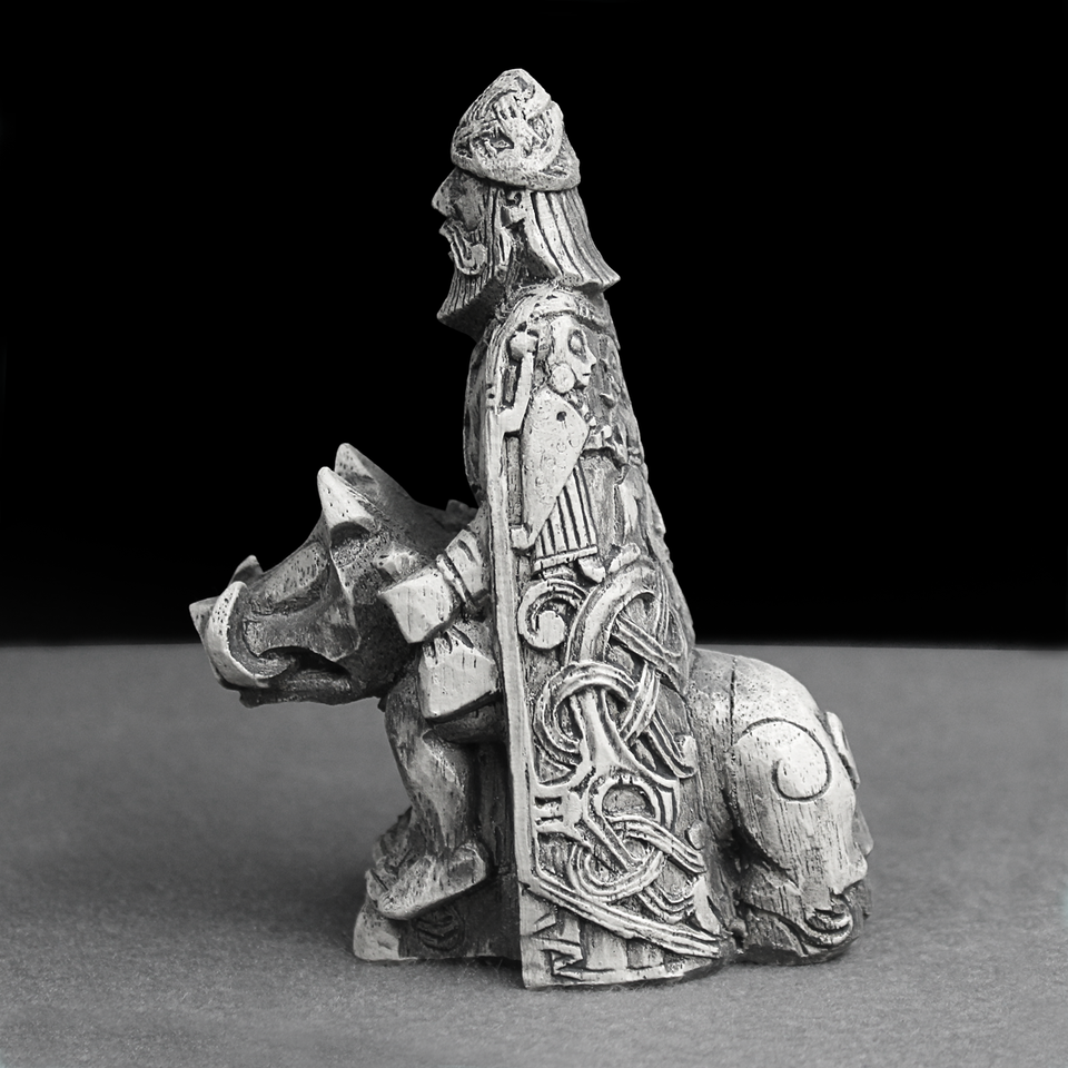 Freyr Statue - Norse God Figurine Stone Finish - Viking Home Altar ...