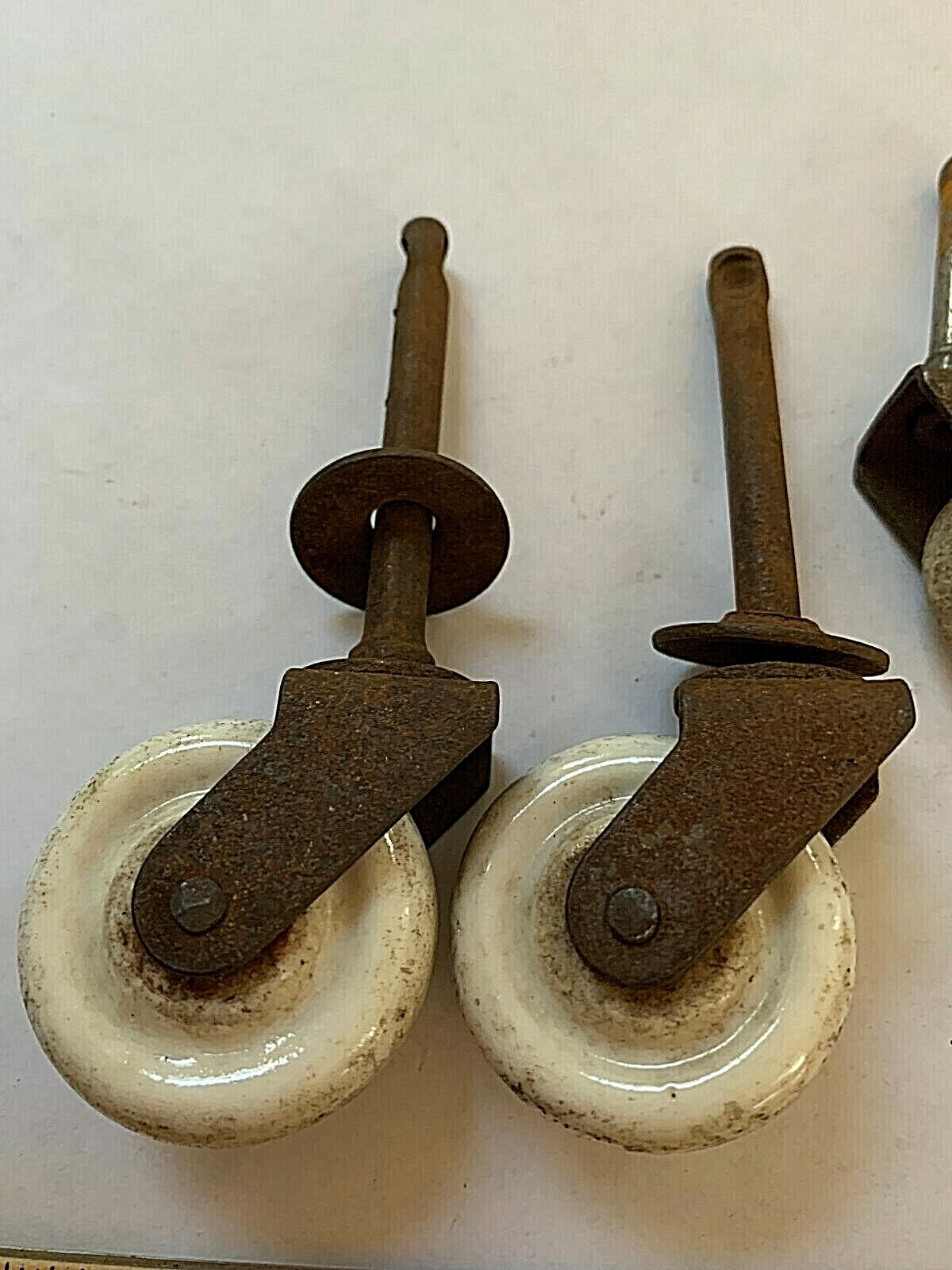 Mixed lot of 5 antique furniture casters wheels salvage wheels ...