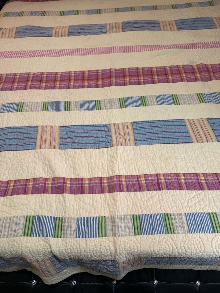 Ethan Allen Country Farmhouse Madras Plain Patchwork Quilt, 88x80 ...