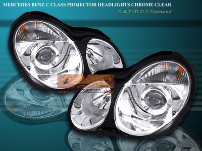 04-07 MERCEDES C230 C240 C280 C320 C32 AMG PROJECTOR HEADLIGHTS CHROME ...