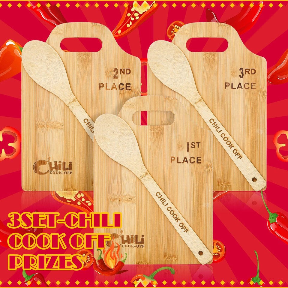3 Sets Chili Cook Off Prizes Spoon and Boards Decorations Trophies 1st ...
