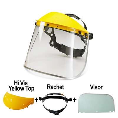 FULL FACE SHIELD CLEAR FLIP UP VISOR EYE PROTECTION MASK SAFETY WORK ...