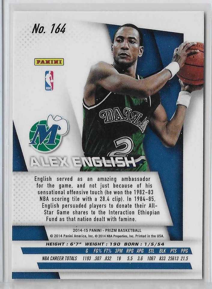 2014-15 Panini Prizm Basketball Alex English Card #164 Dallas Mavericks ...