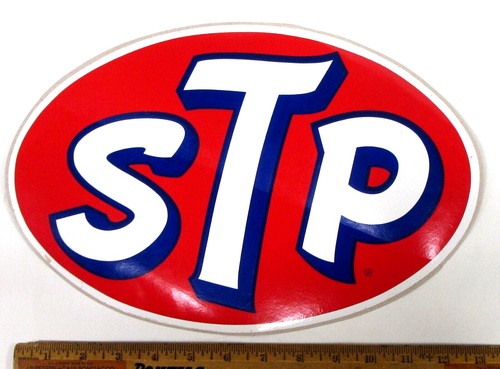 GIANT vintage STP Racing Oil RACING 13" peel-off mint unused oval ...
