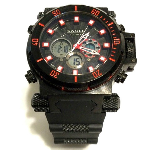 RARE SWOLE O'CLOCK CHRONOGRAPH DIVER WATCH Stealth Black Stainless ...