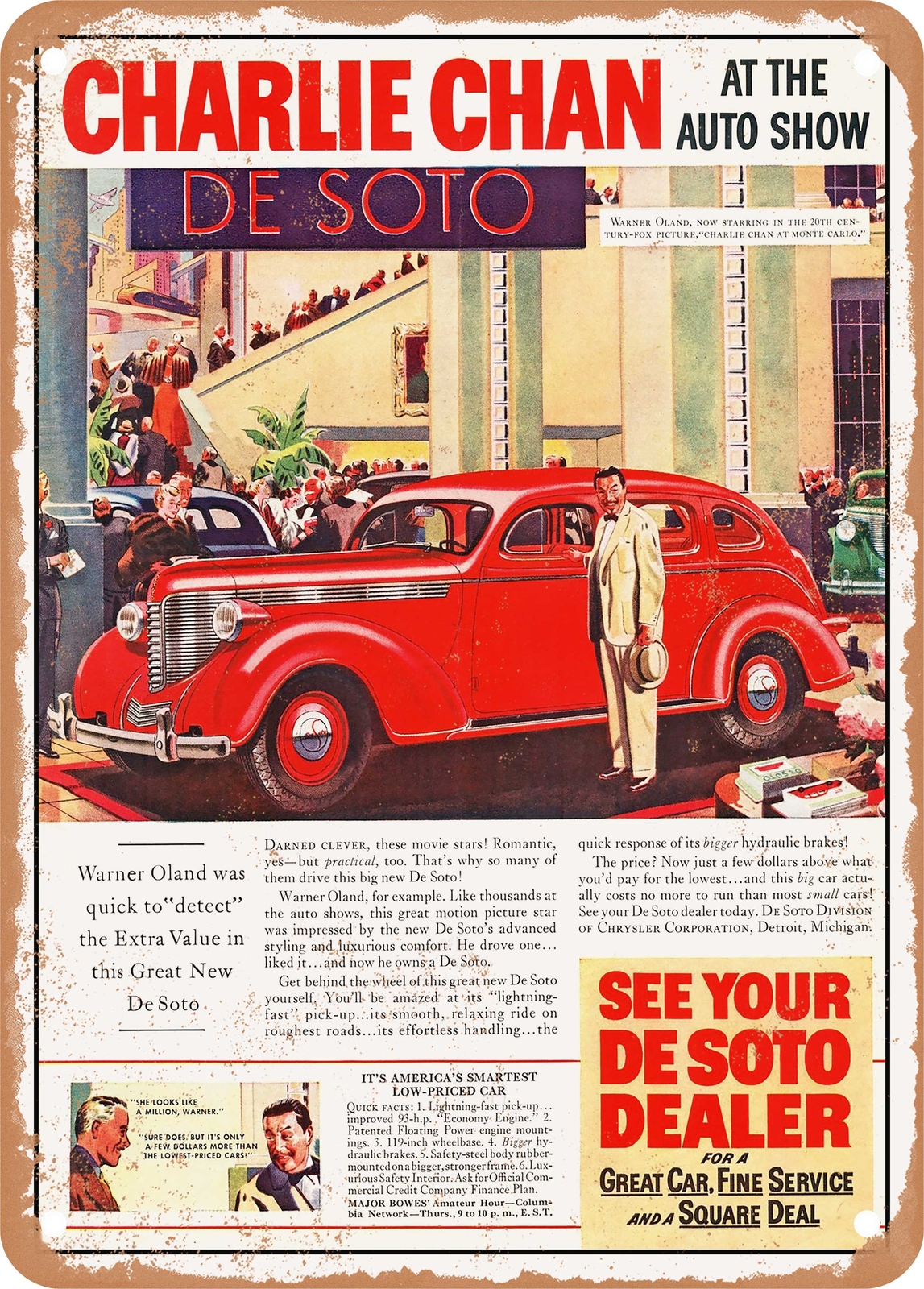 METAL SIGN - 1938 DeSoto with Charlie Chan Vintage Ad | eBay