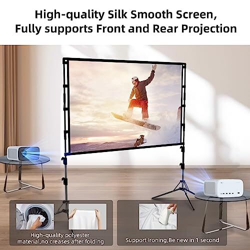 Projector Screen and Stand, 120 inch Portable 120“ projector screen ...