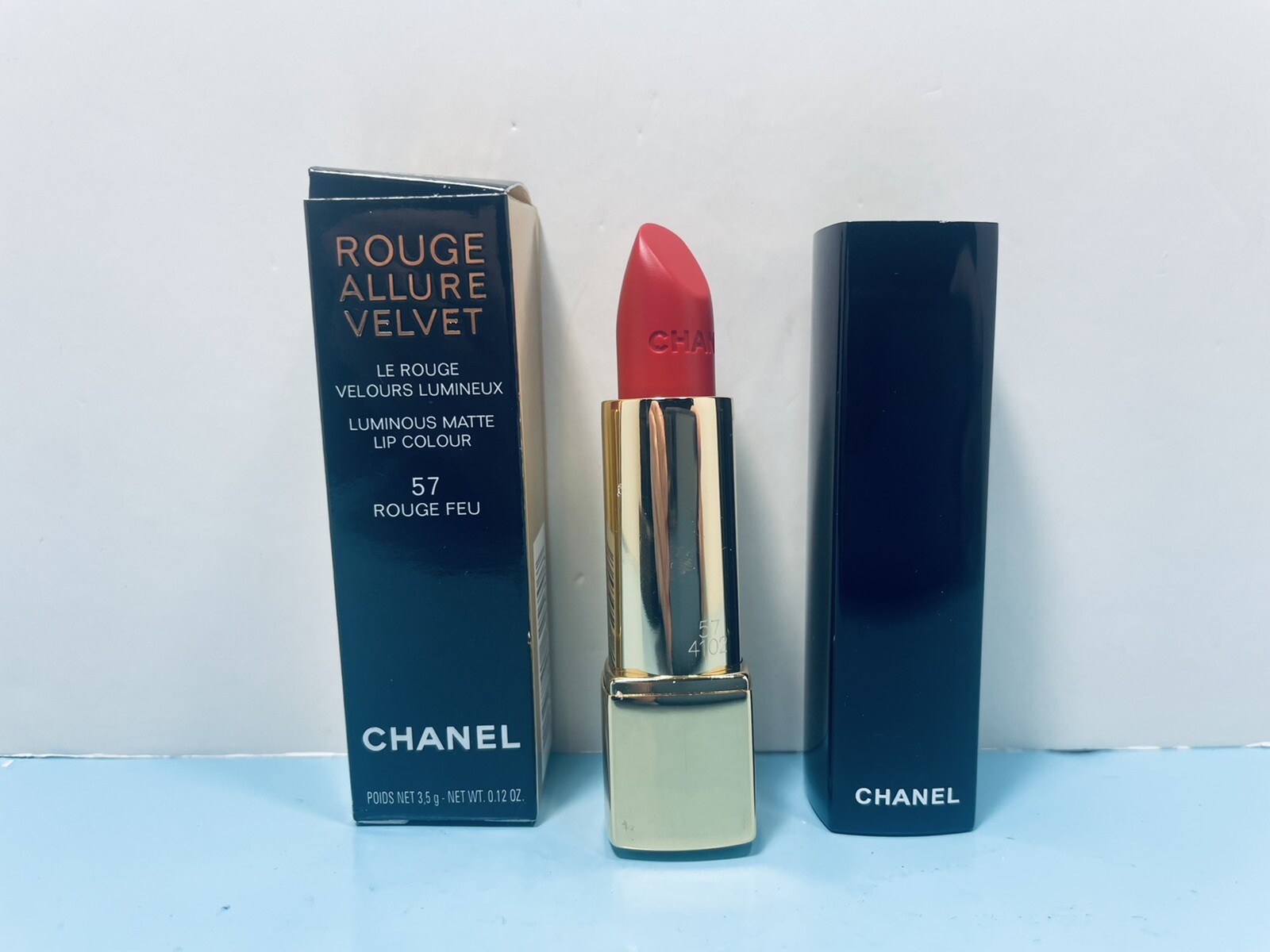 CHANEL - ROUGE ALLURE VELVET - MATTE LIP COLOUR - 57 ROUGE FEU - NEW ...