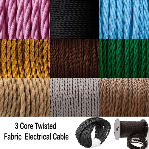 3 Core Twisted Fabric Braided Electric Wire Flex Vintage Lamp ...