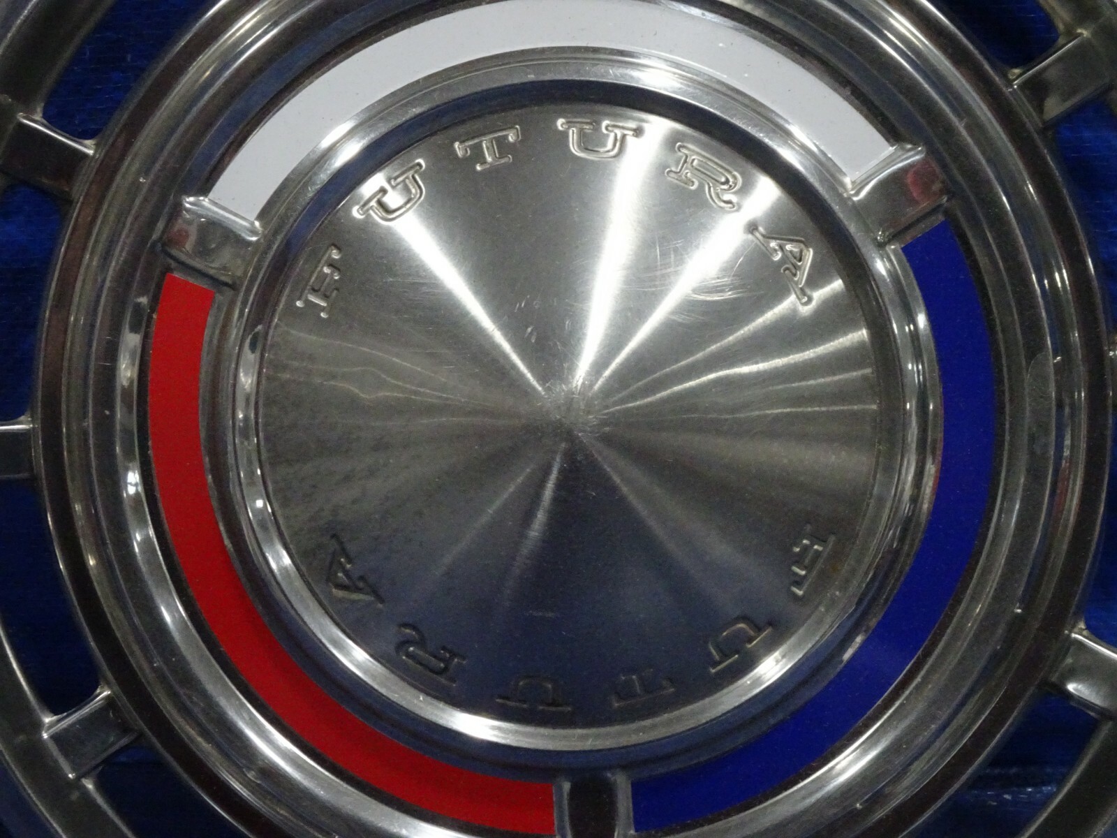 62 - 63 Ford Falcon Futura Hubcap wheel cover red white blue decal set ...