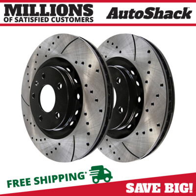 Front Drilled Brake Rotors Black Pair 2 for Ford Explorer Flex Lincoln ...