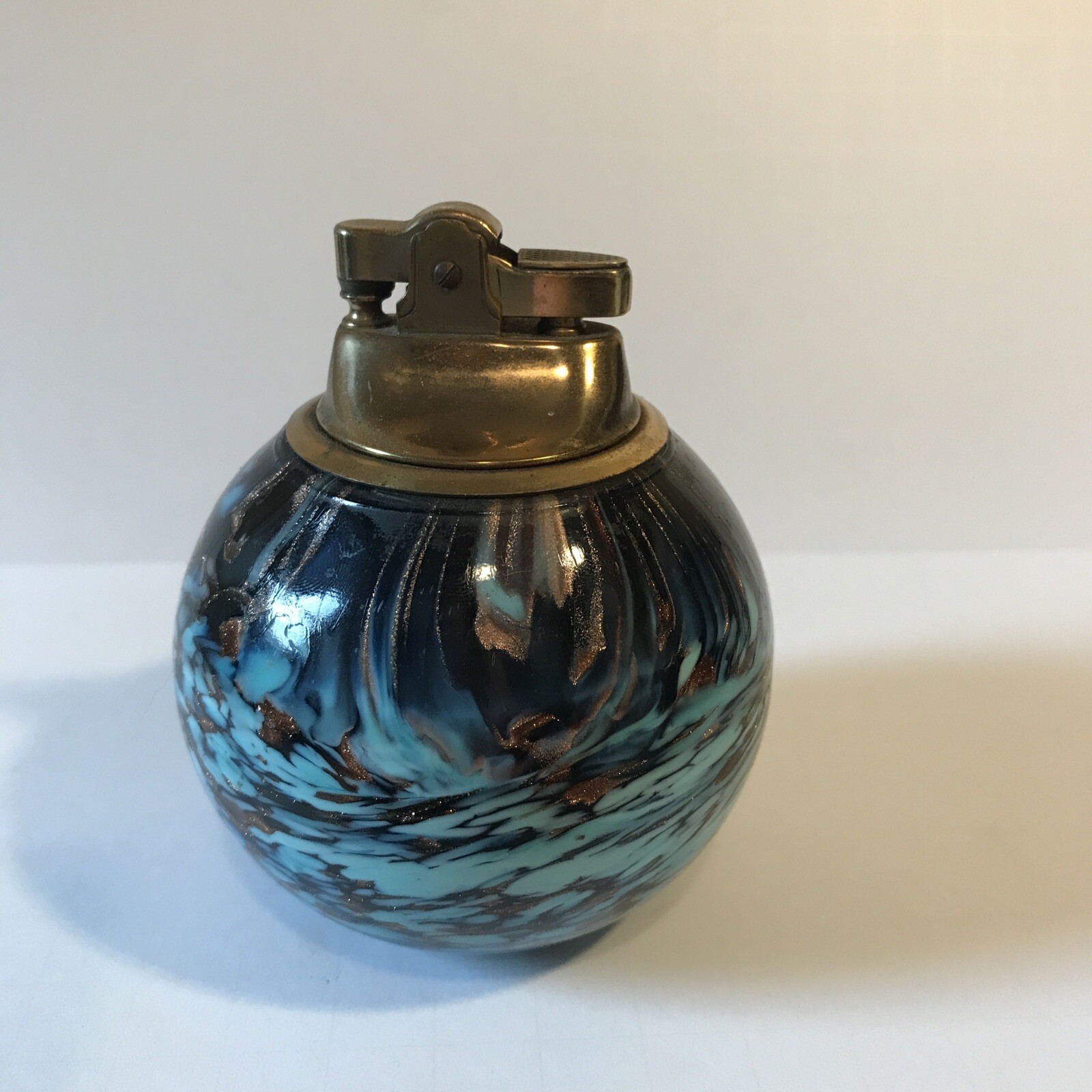Vintage Italy Glass Table Lighter Blue Swirls | eBay